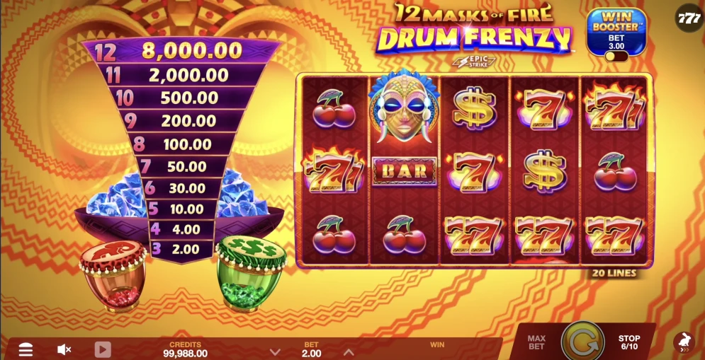 12 Masks of Fire Drums (Gameburger Studios) – Play Free Demo & Win Real ...